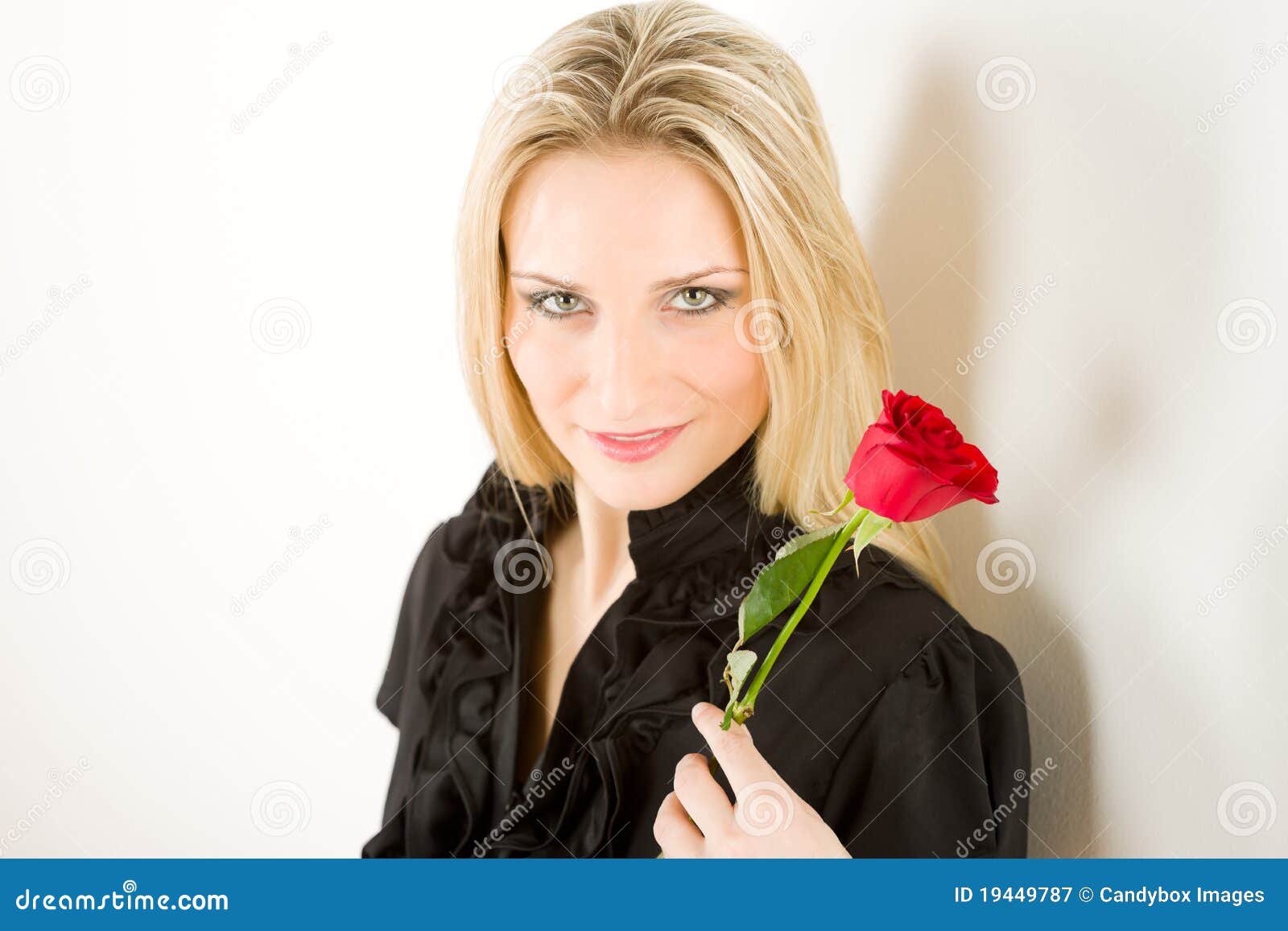 Elegant Woman Hold Red Rose Stock Image - Image of female, romantic ...