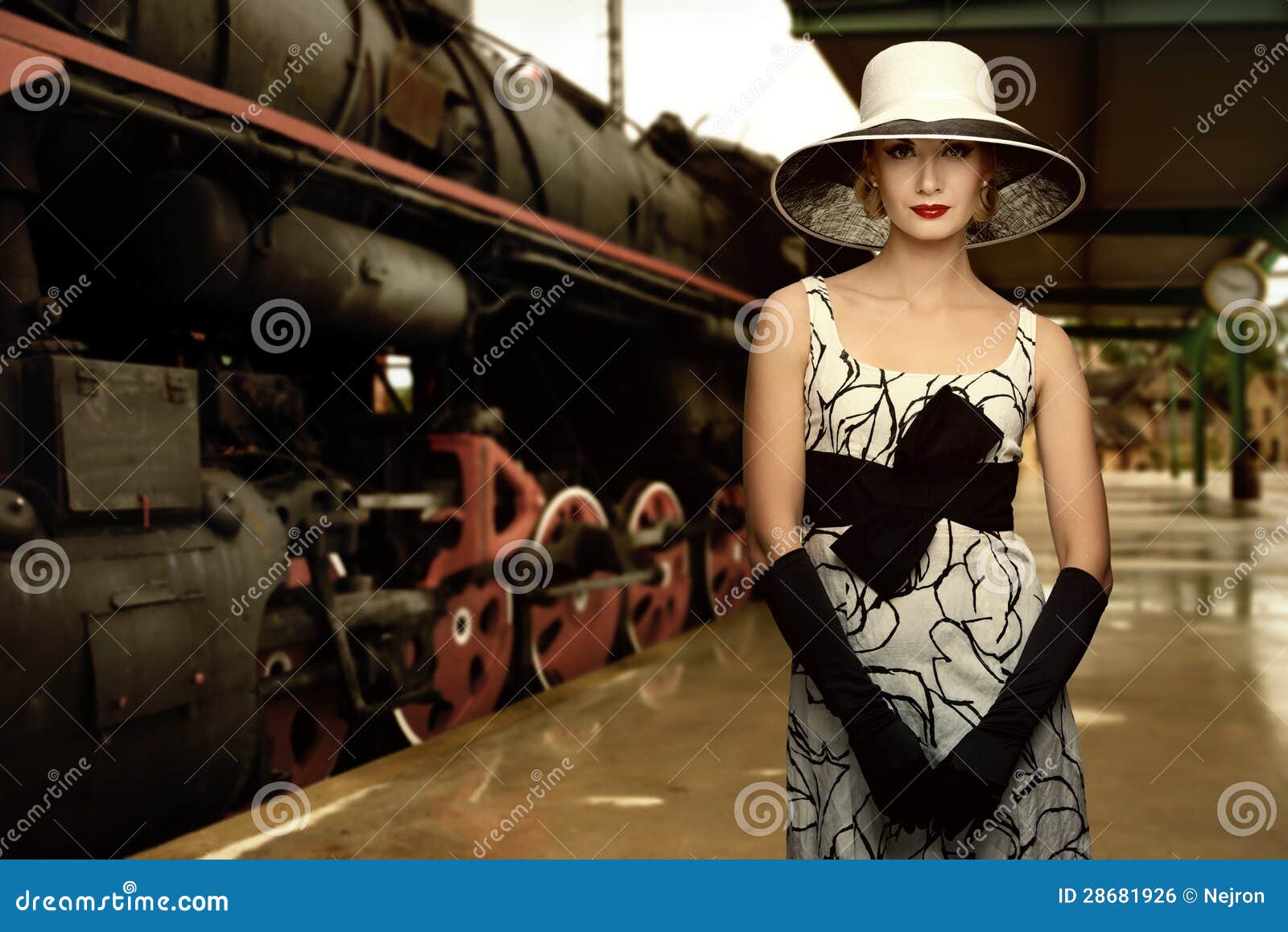 Elegant Woman on Railway Station Stock Photo - Image of charming ...