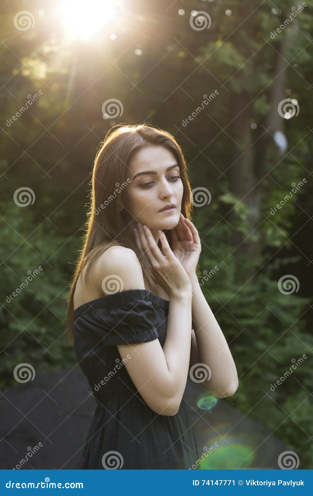 Elegant Woman in a Rays of Sun Stock Image - Image of elegance, makeup ...