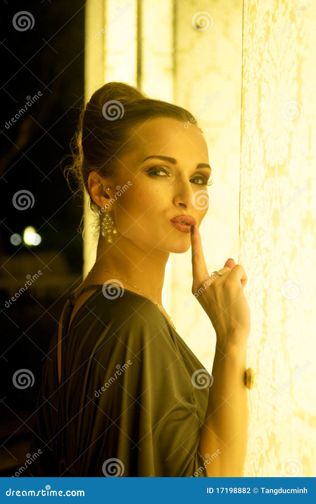 Elegant Woman Silent Gesture Stock Photo - Image of eyes, european ...