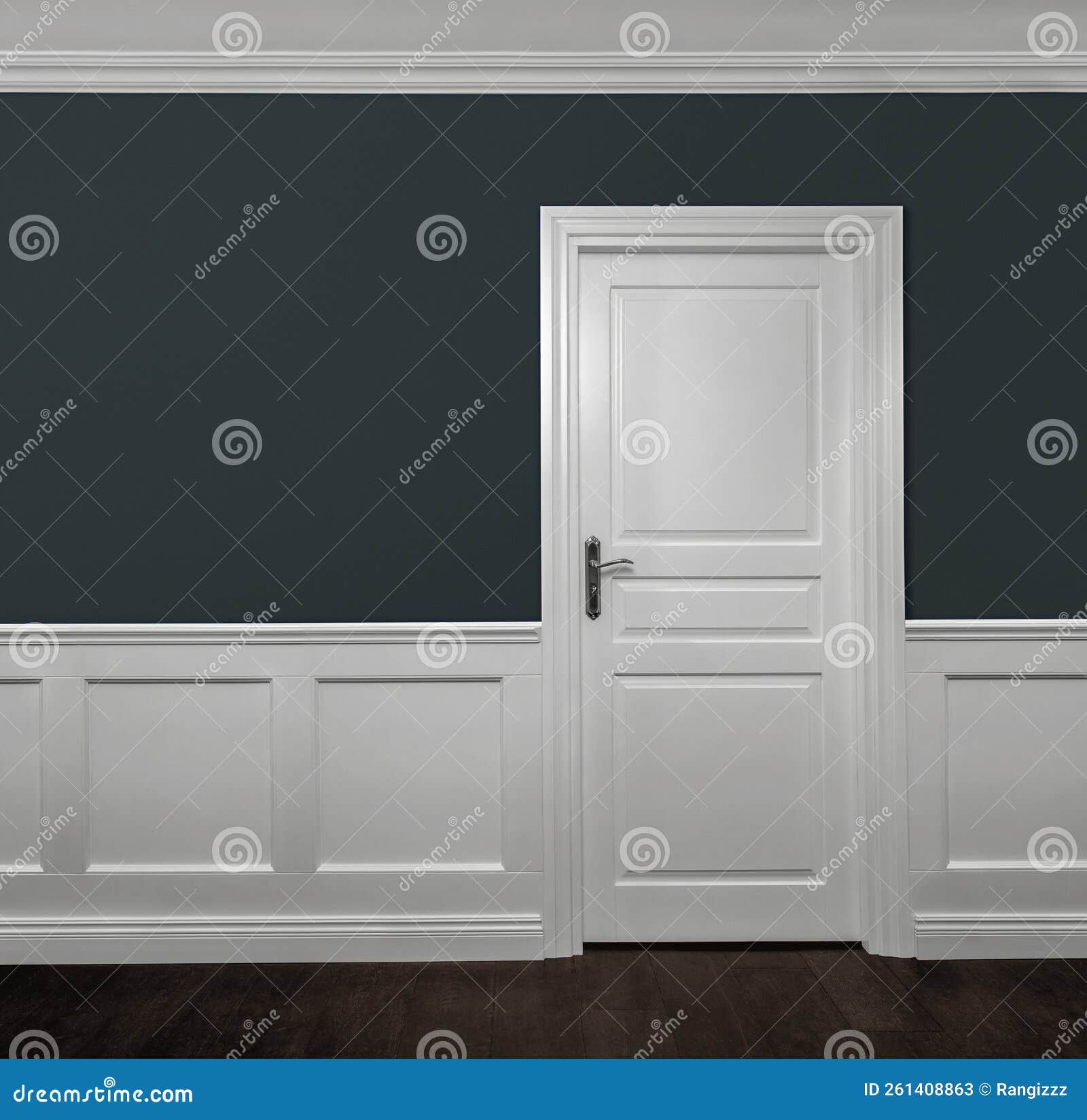 Elegant Wooden Door in Empty Room Stock Image - Image of home, hotel ...