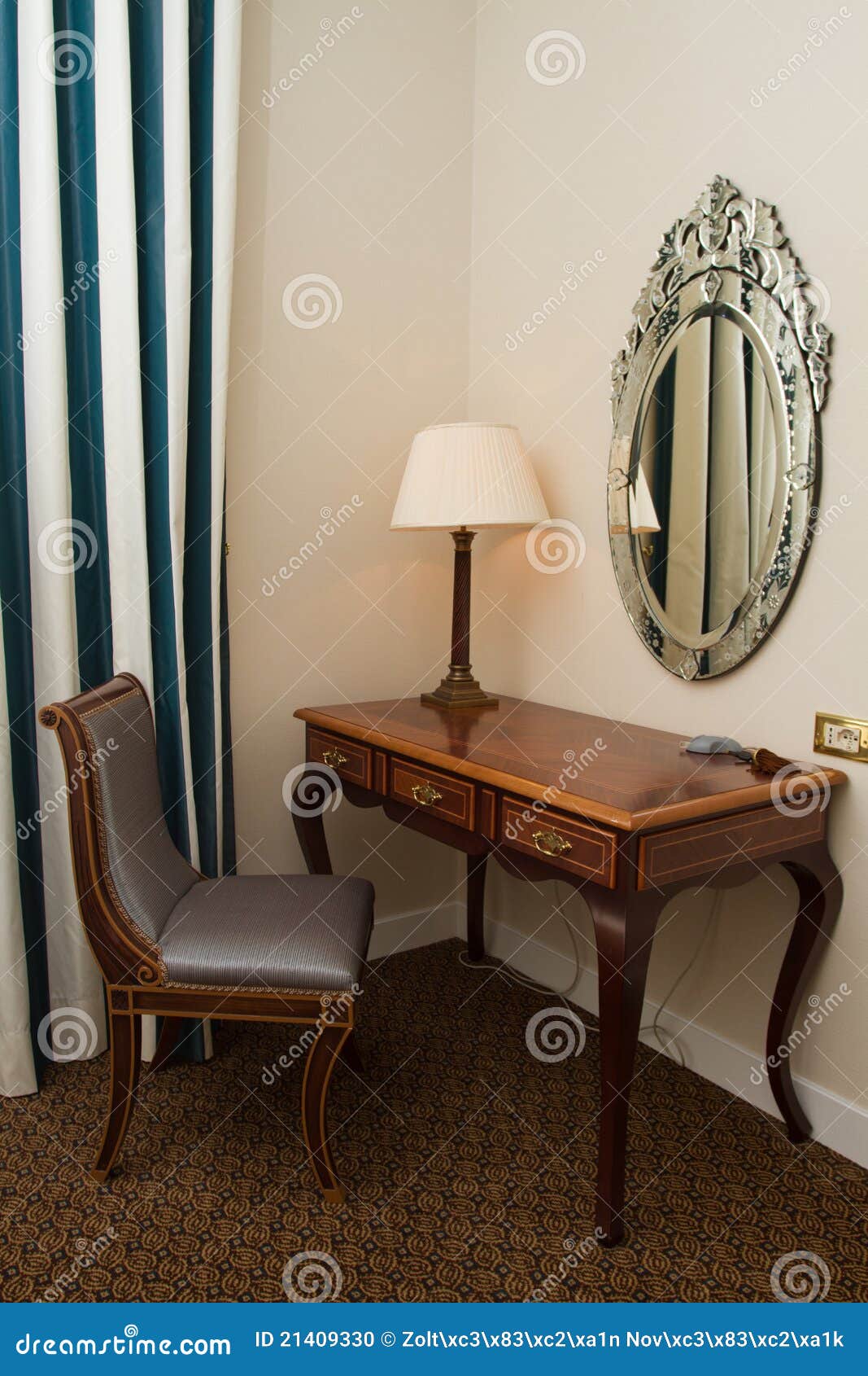 Elegant working corner stock photo. Image of curtain - 21409330