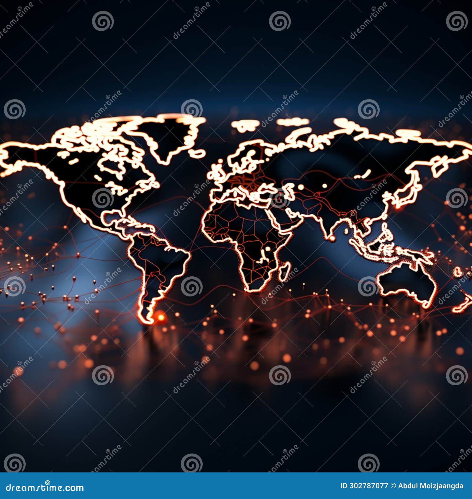 Elegant World Map Abstraction, Featuring Intricate Mash Lines and ...