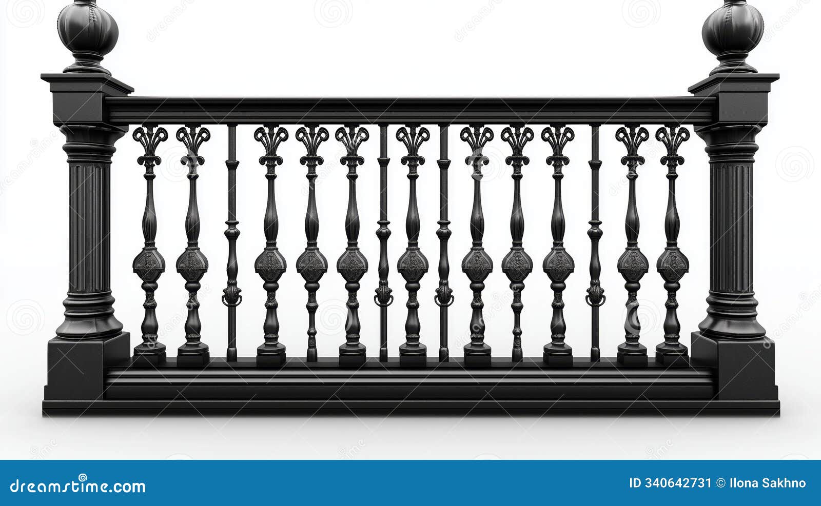 Elegant Wrought Iron Railing with Simple Vertical Bars and Classic ...