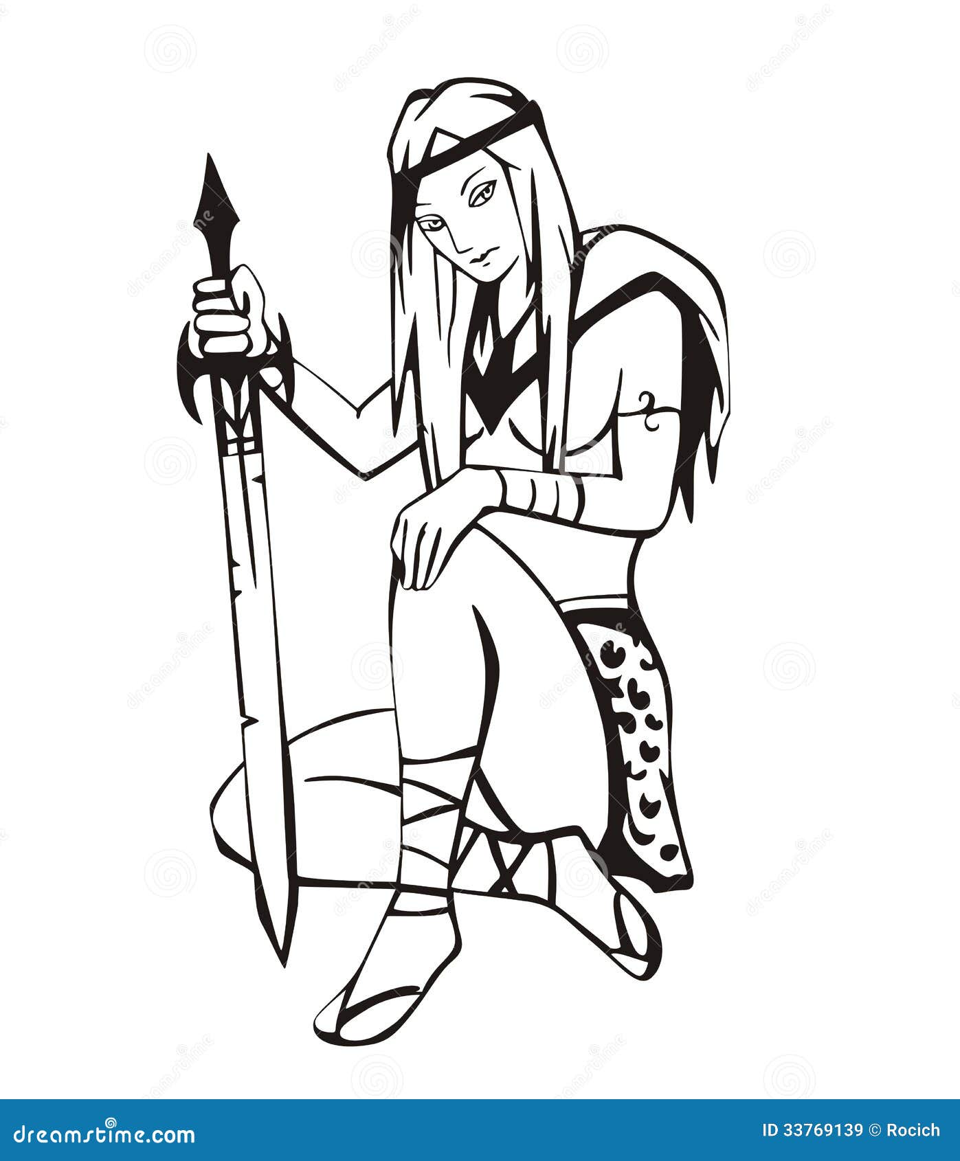 Elegant Young Amazon Woman with Sword Stock Vector - Illustration of ...