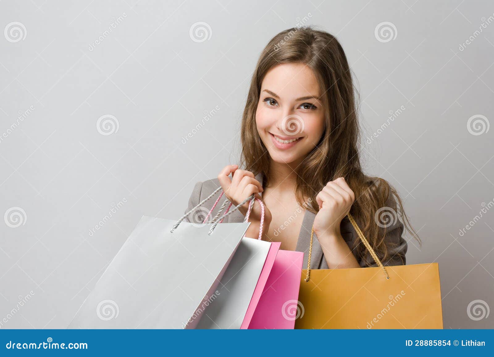 Elegant Young Brunette Shopper. Stock Photo - Image of attractive ...
