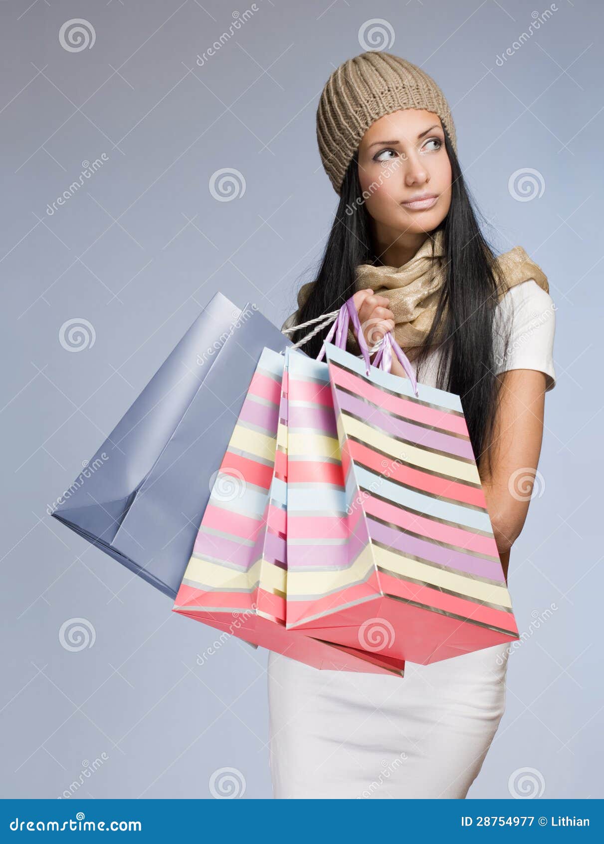 Elegant Young Woman Shopper. Stock Image - Image of choosing, brunette ...