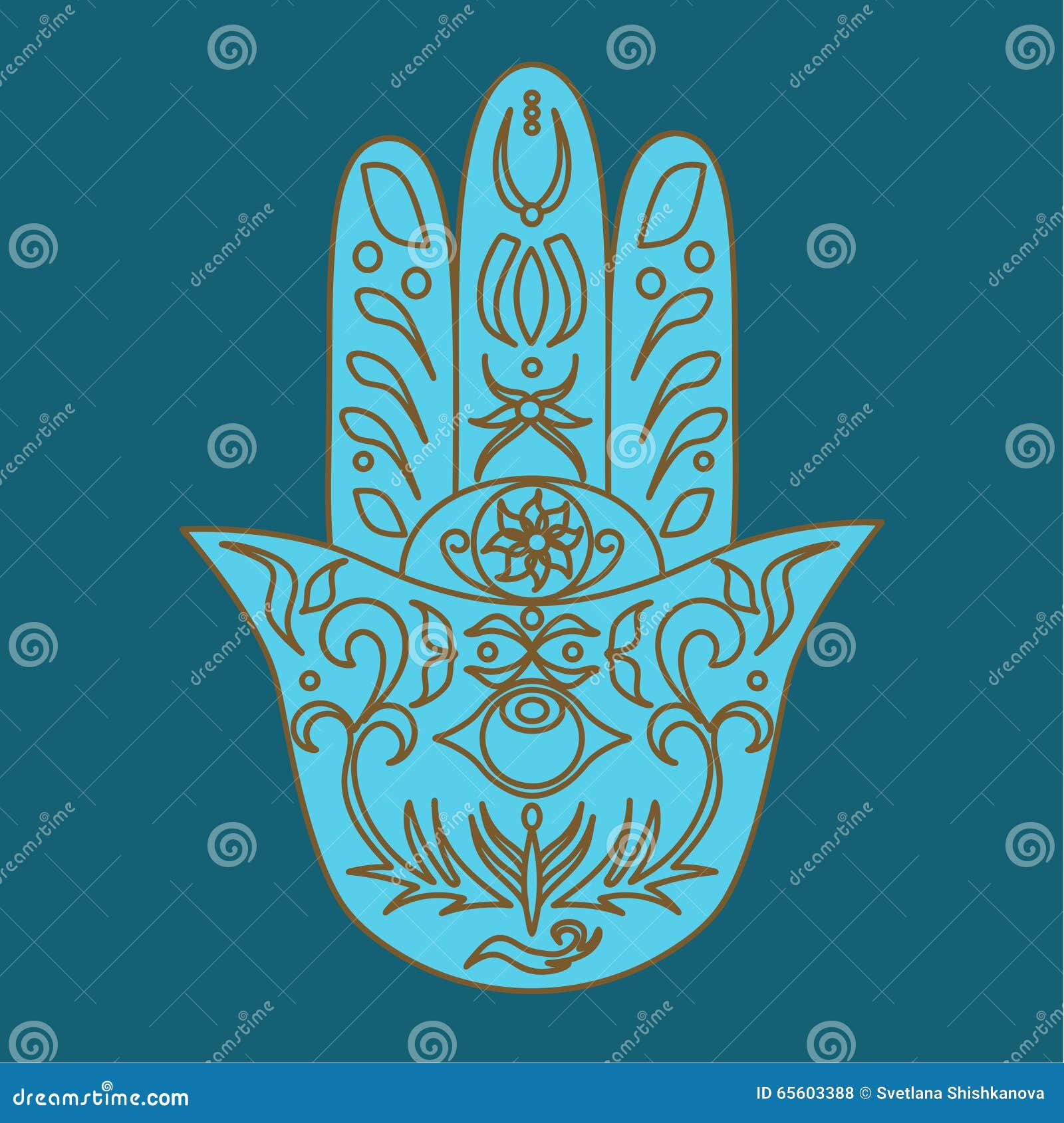 Elegante Overladen Hand Getrokken Hamsa Hand Van Fatima Vector ...