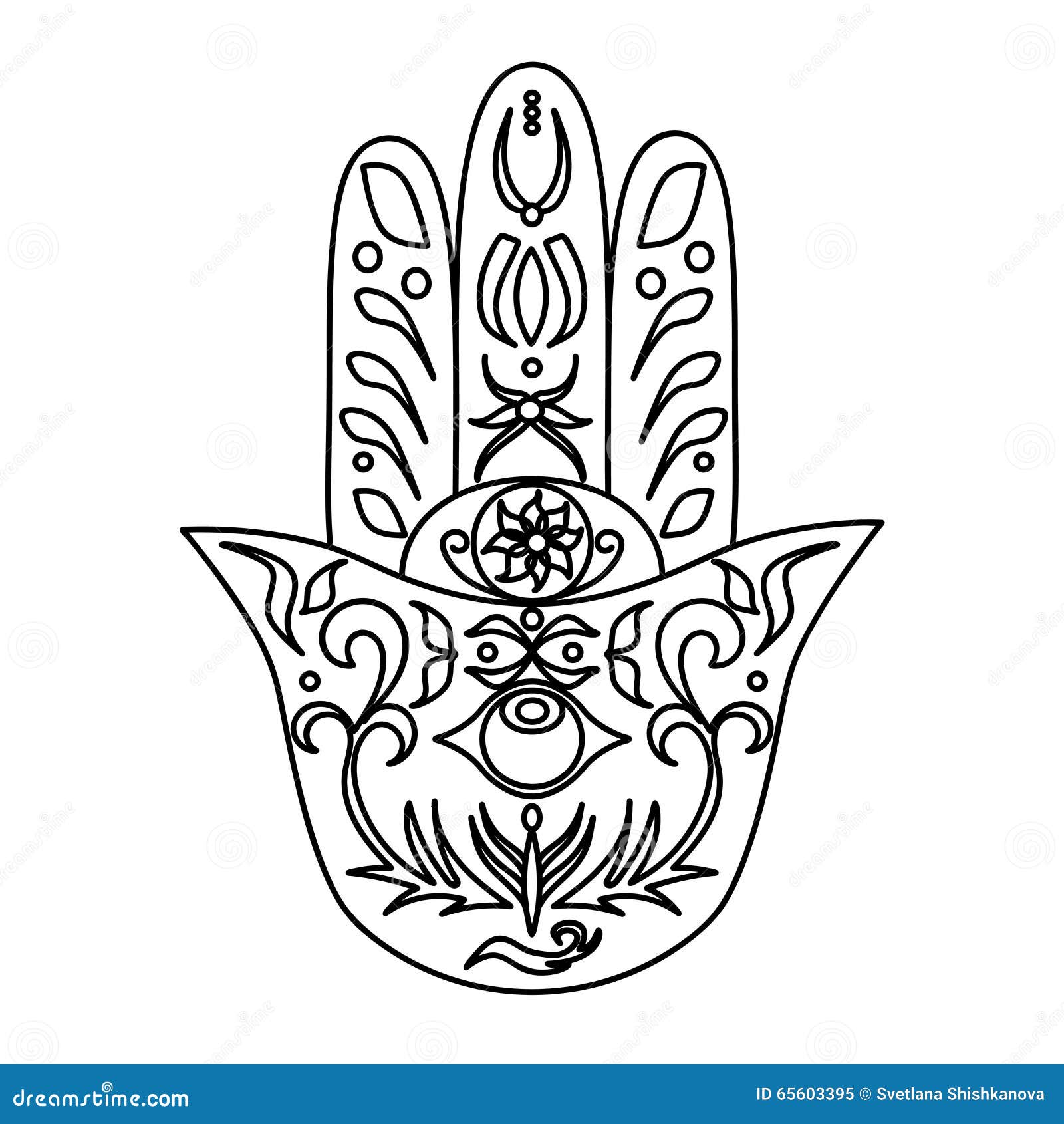 Elegante Overladen Hand Getrokken Hamsa Hand Van Fatima Vector ...