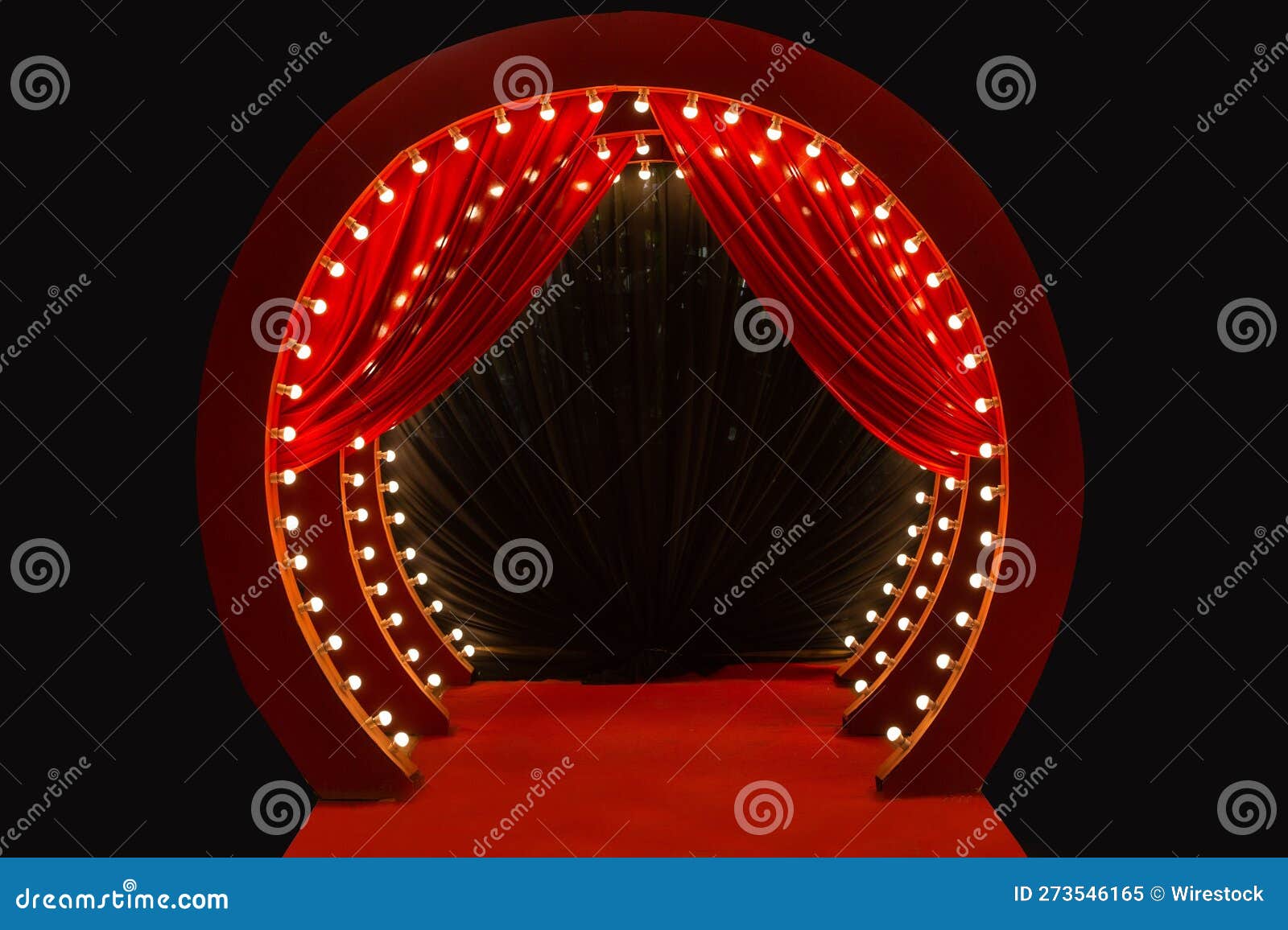 Elegantly Decorated Event Space Featuring a Large Red Carpet and ...