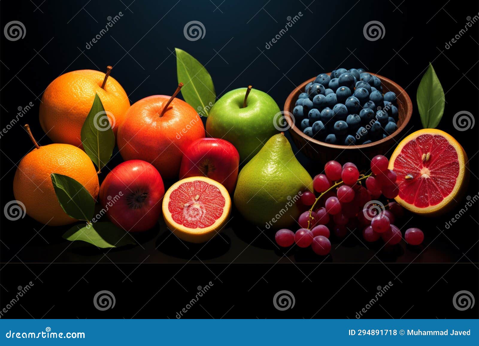 Elegantly Simple Fruits Against a Dark Gradient, Visually Striking and ...