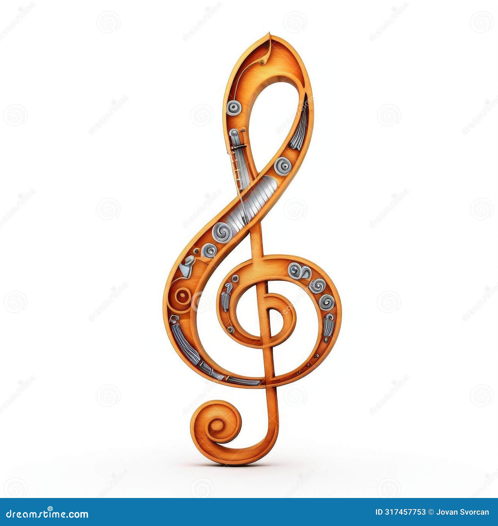 Elegantly Stylized Treble Clef Stock Illustration - Illustration of ...
