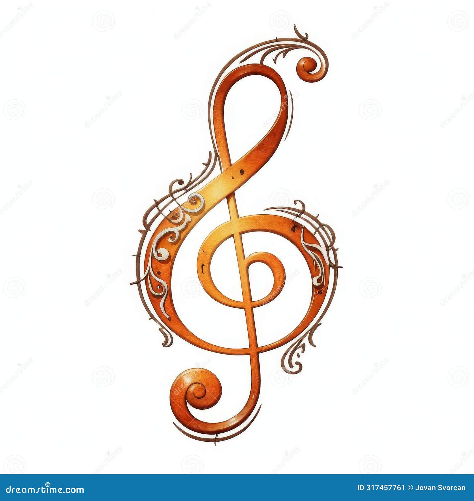 Elegantly Stylized Treble Clef Stock Illustration - Illustration of ...