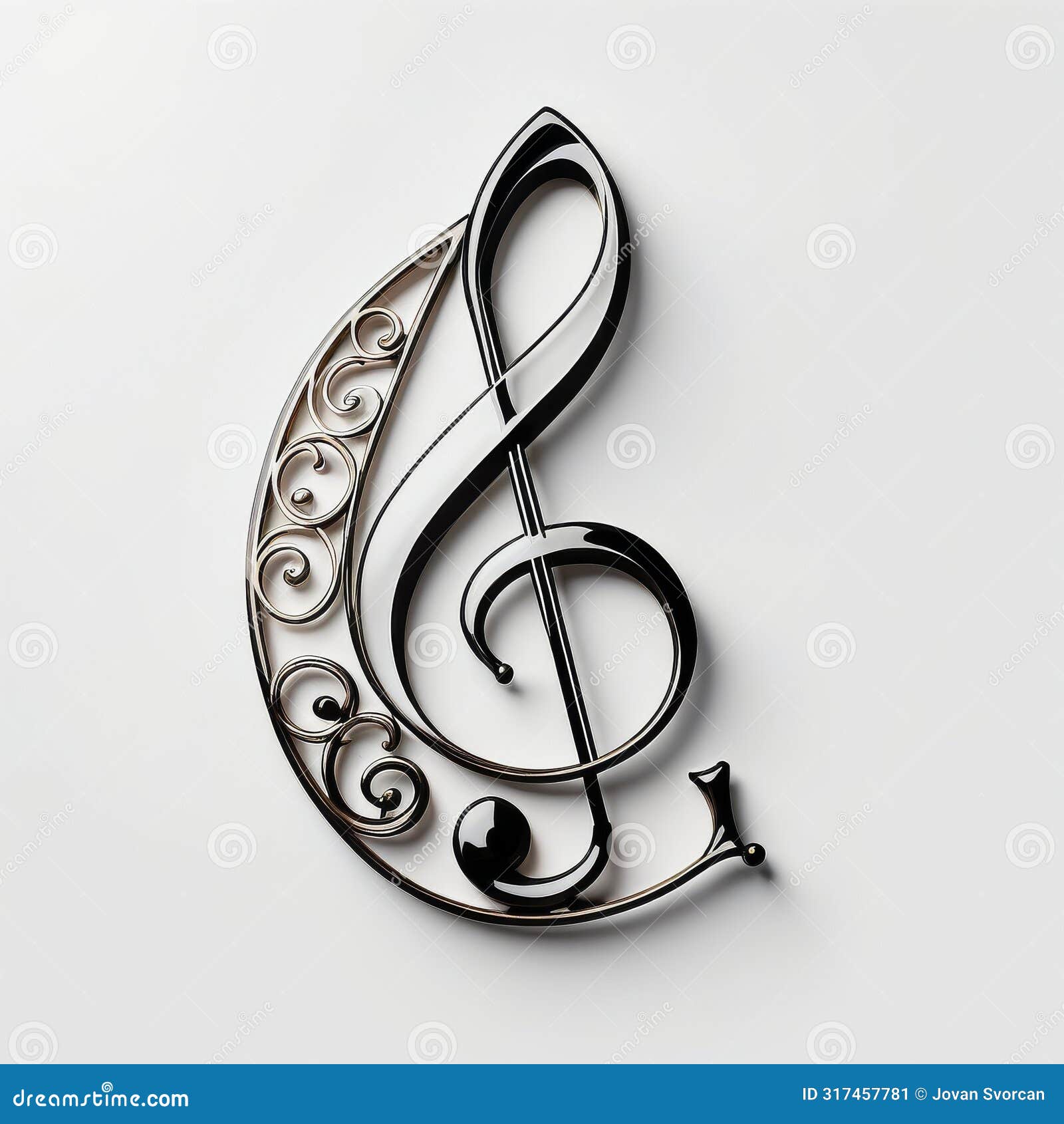 Elegantly Stylized Treble Clef Stock Illustration - Illustration of ...