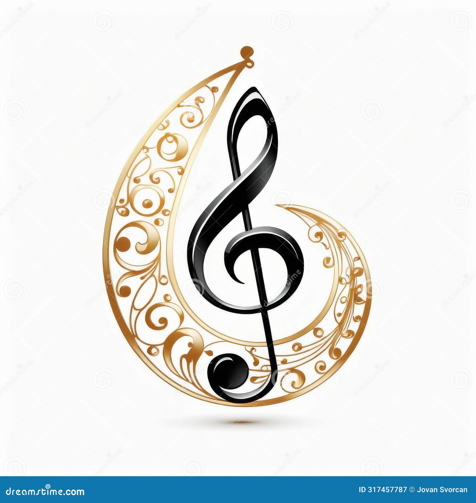 Elegantly Stylized Treble Clef Stock Illustration - Illustration of ...