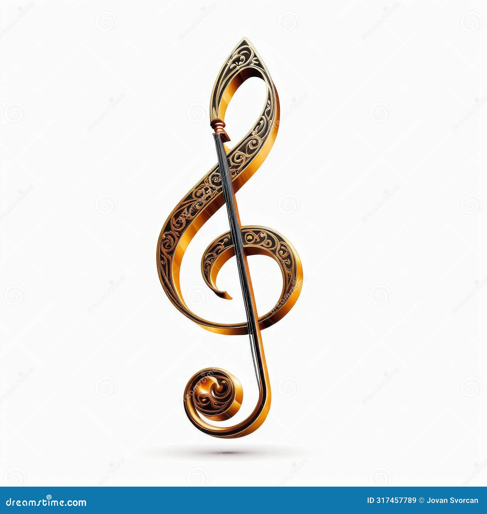 Elegantly Stylized Treble Clef Stock Illustration - Illustration of ...