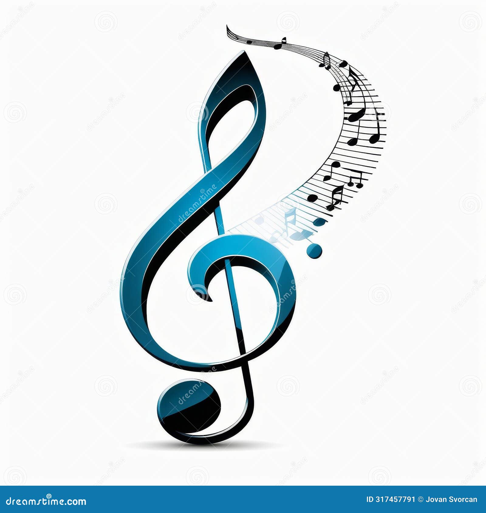 Elegantly Stylized Treble Clef Stock Illustration - Illustration of ...