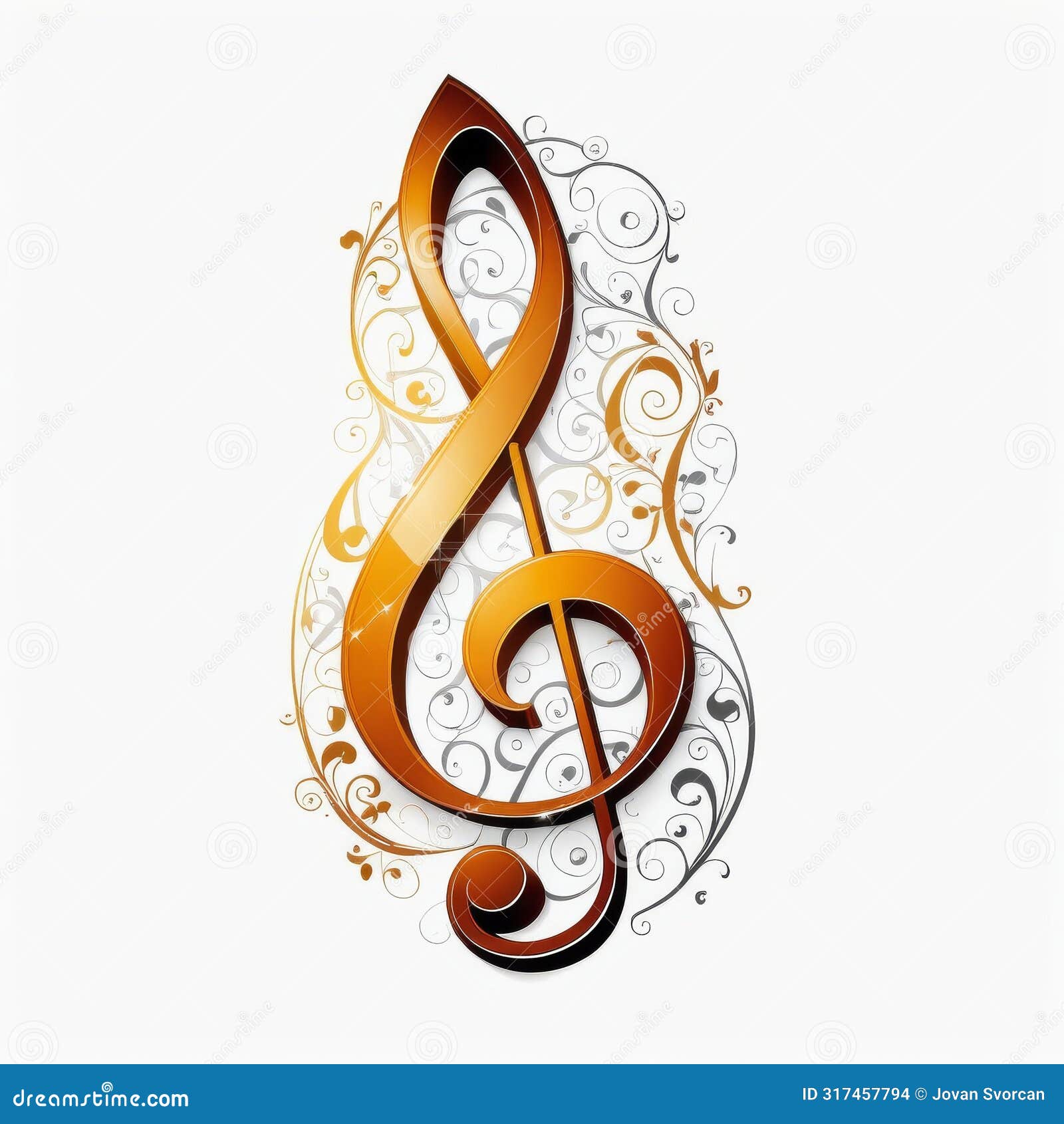 Elegantly Stylized Treble Clef Stock Illustration - Illustration of ...