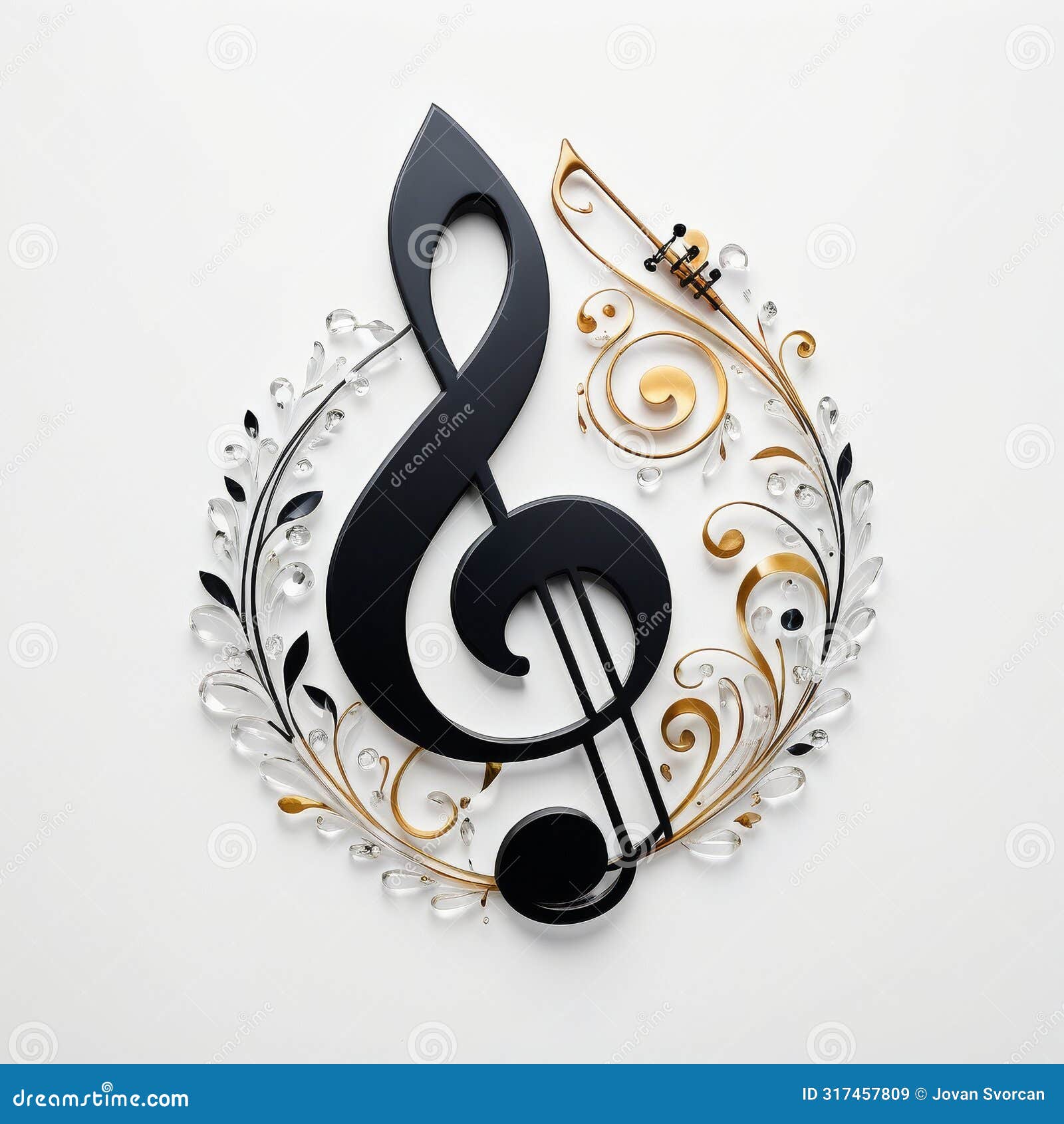 Elegantly Stylized Treble Clef Stock Illustration - Illustration of ...