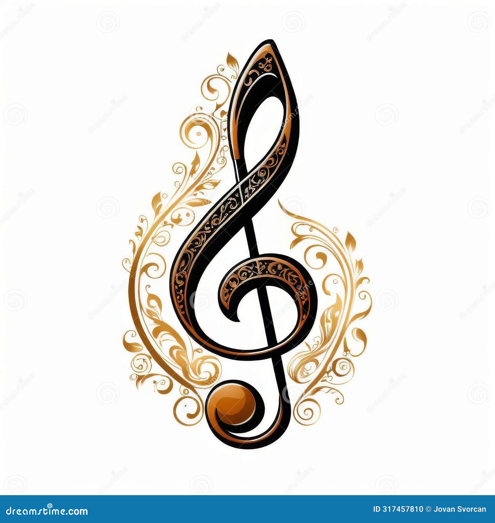 Elegantly Stylized Treble Clef Stock Illustration - Illustration of ...