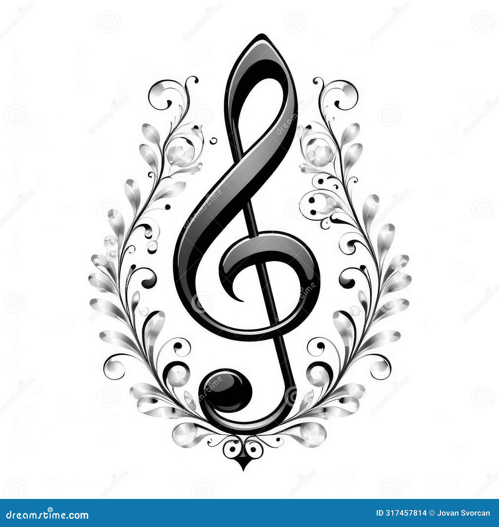 Elegantly Stylized Treble Clef Stock Illustration - Illustration of ...