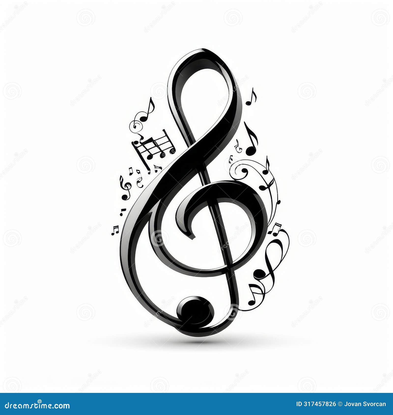 Elegantly Stylized Treble Clef Stock Illustration - Illustration of ...