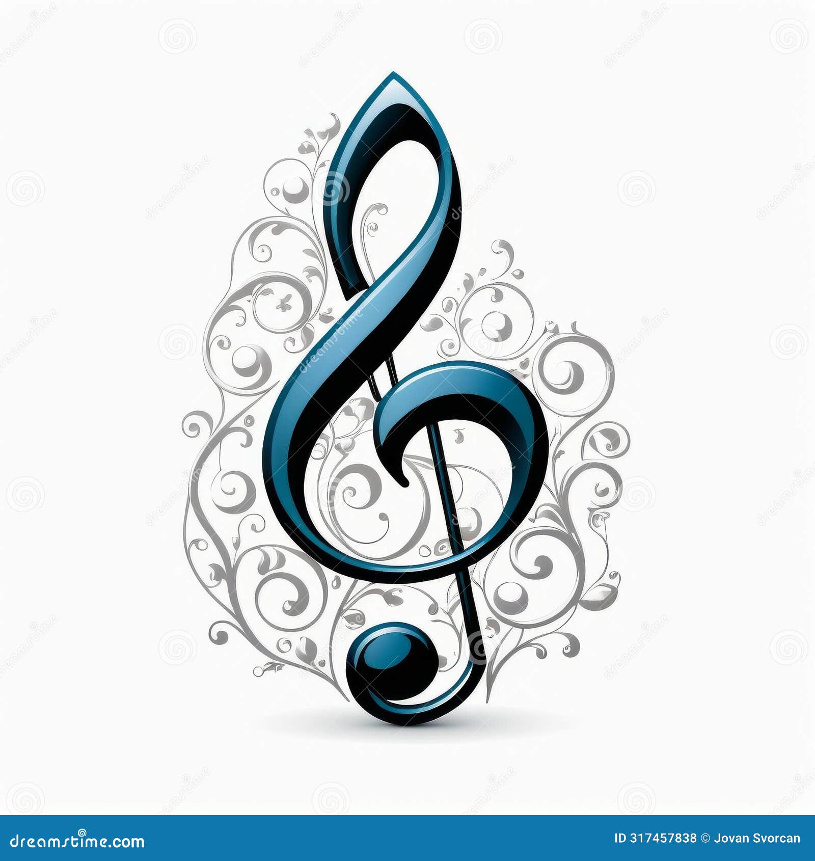 Elegantly Stylized Treble Clef Stock Illustration - Illustration of ...