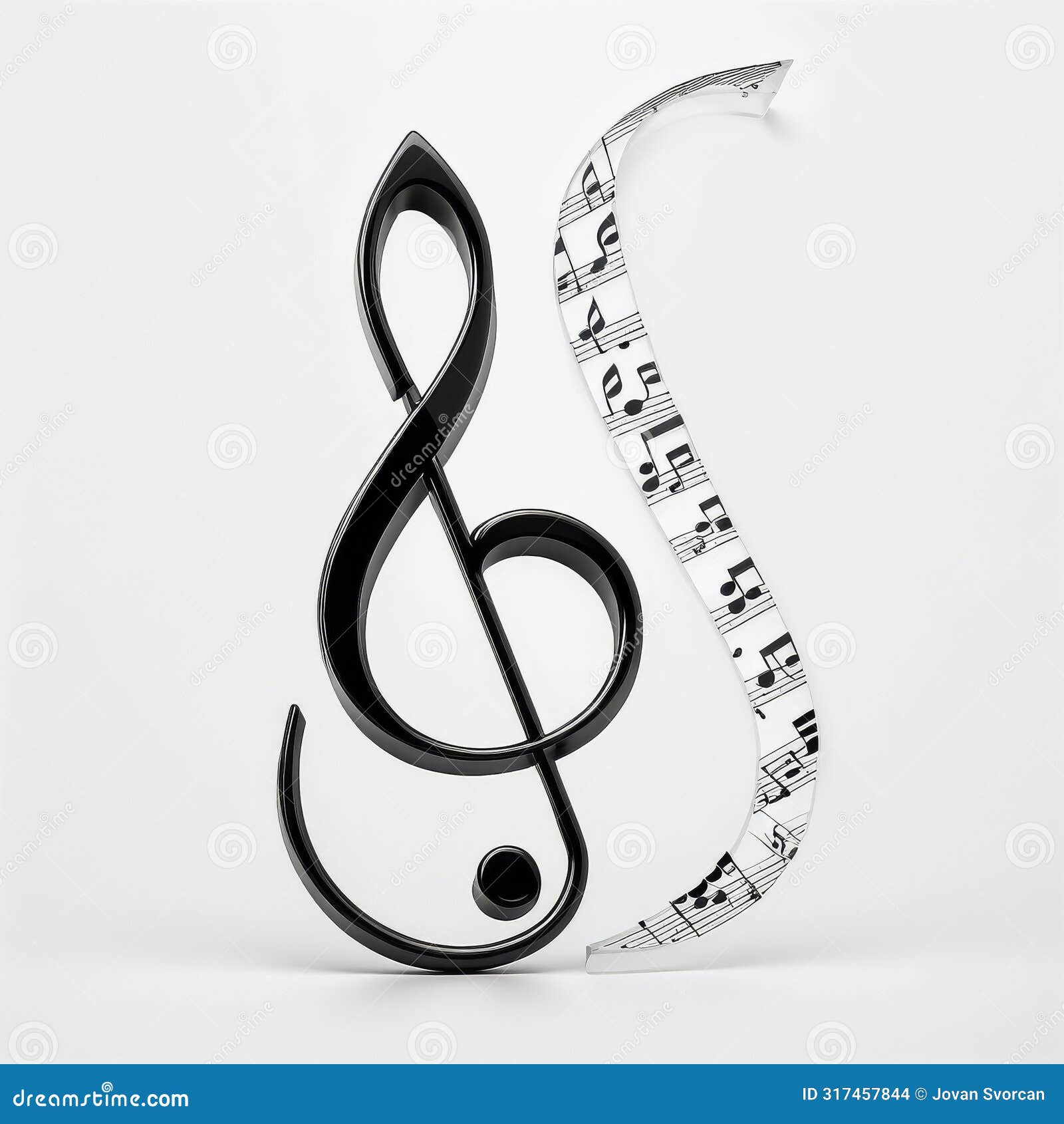 Stylized Treble Clef With Music Notes Isolated Stock Illustration ...