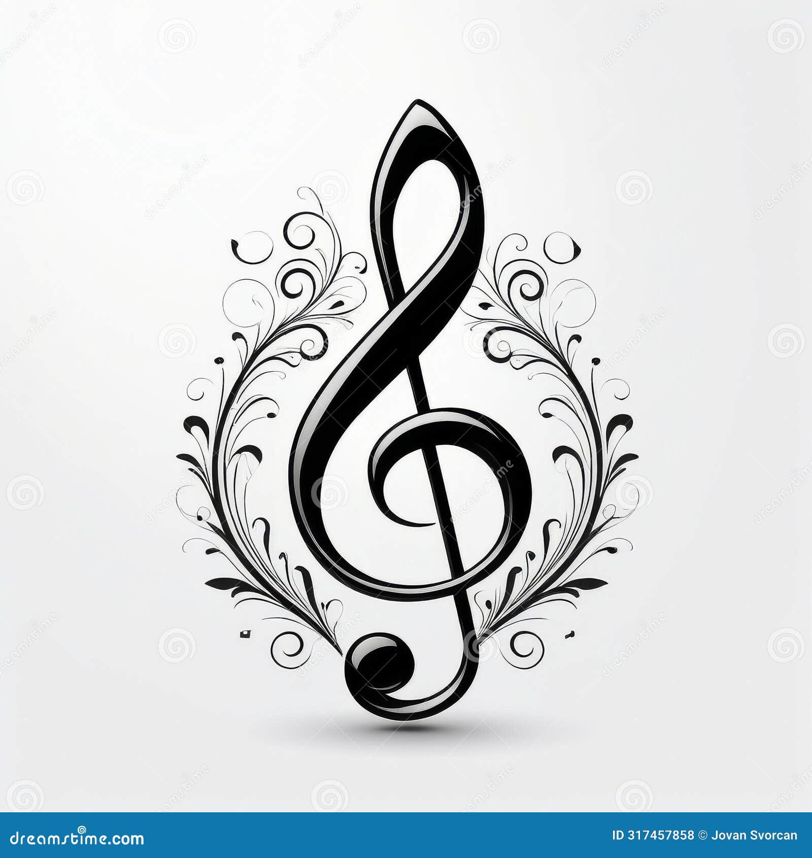 Elegantly Stylized Treble Clef Stock Illustration - Illustration of ...