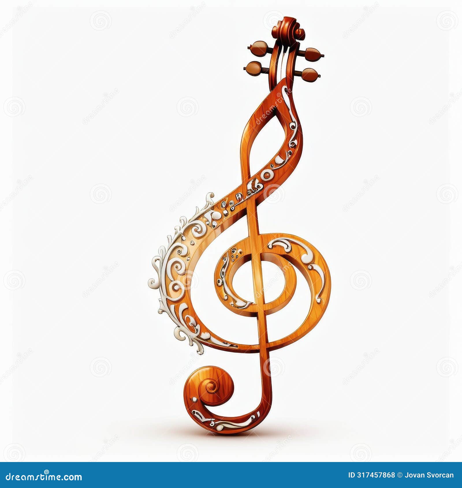 Elegantly Stylized Treble Clef Stock Illustration - Illustration of ...