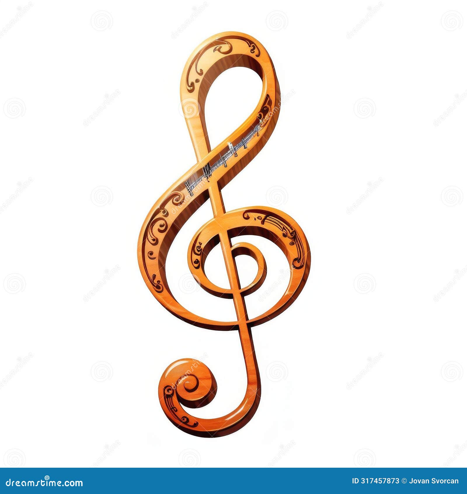 Elegantly Stylized Treble Clef Stock Illustration - Illustration of ...