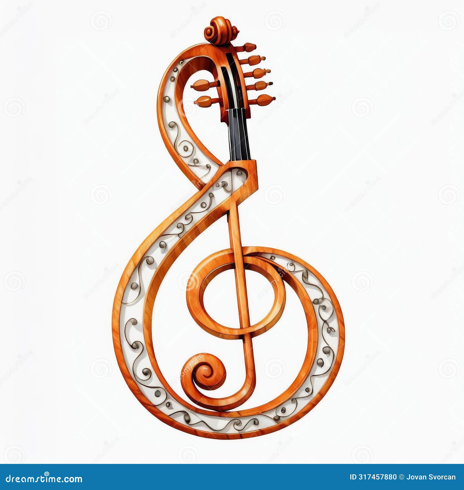 Elegantly Stylized Treble Clef Stock Illustration - Illustration of ...