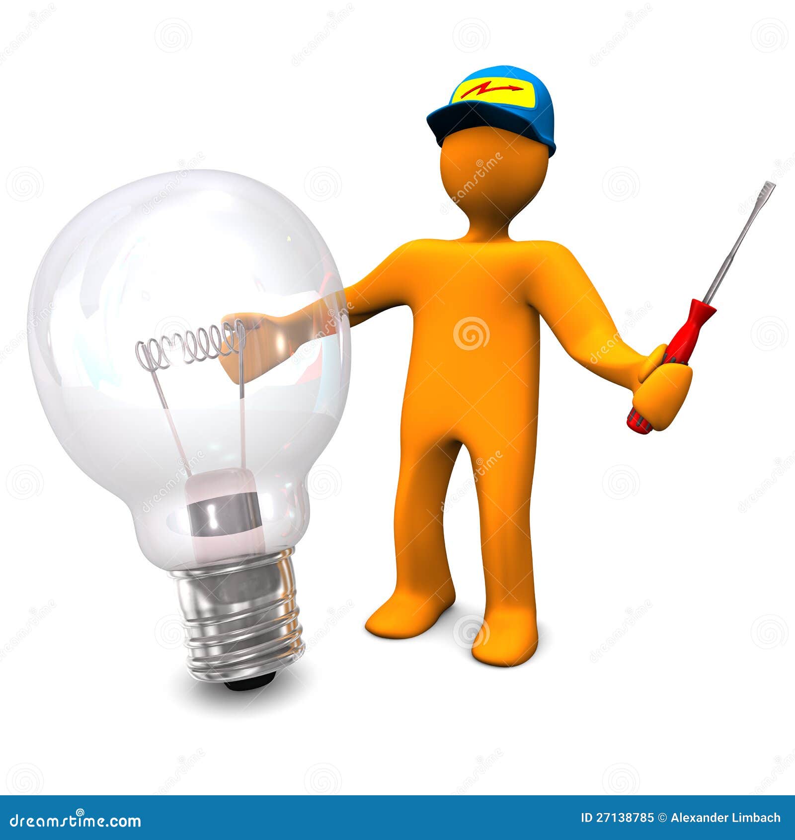 Elektriker med kulan stock illustrationer. Illustration av elektroniskt ...