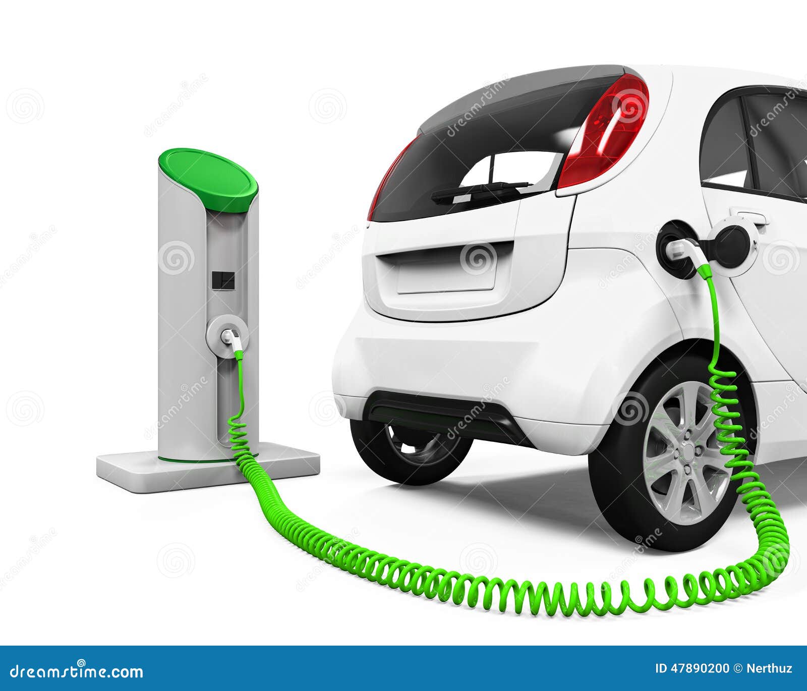 Elektrische Auto in Het Laden Post Stock Illustratie - Illustration of ...