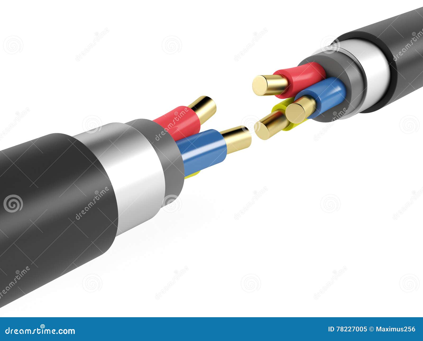 Elektrische Koper Gepantserde Kabel Stock Illustratie - Illustration of ...