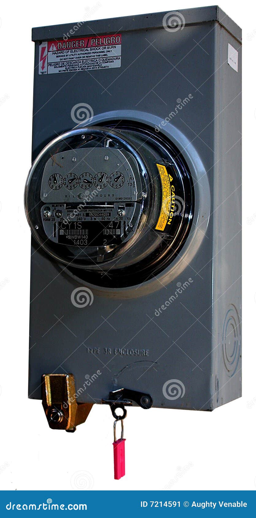 Elektrische Meter met Slot stock afbeelding. Image of bedrijf - 7214591