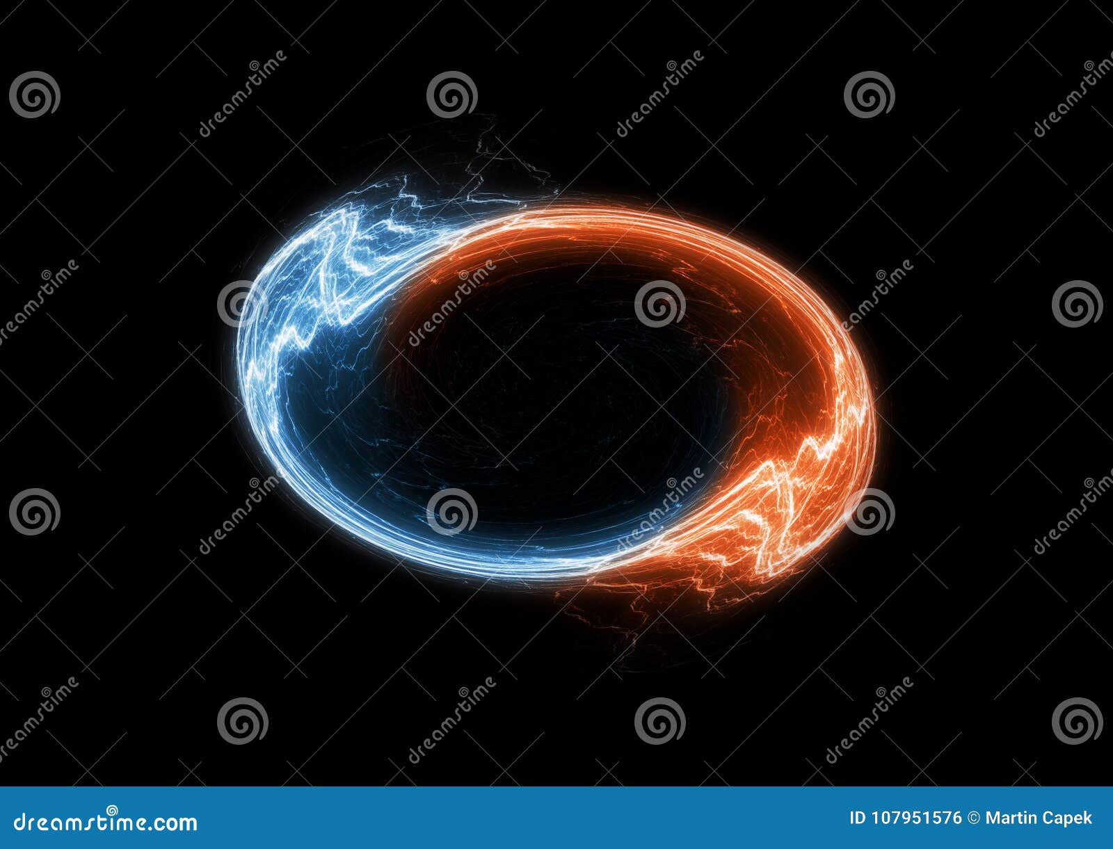 Elektrischer Blitz Des Feuer- Und Eiskreises Stockfoto - Bild von ...