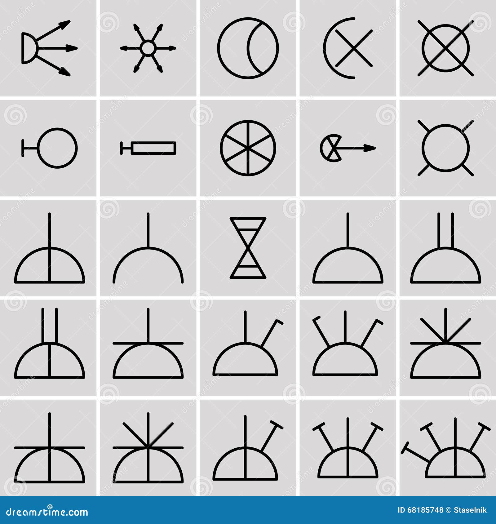 Elektriska Symboler För Symboler Vektor Illustrationer - Illustration ...