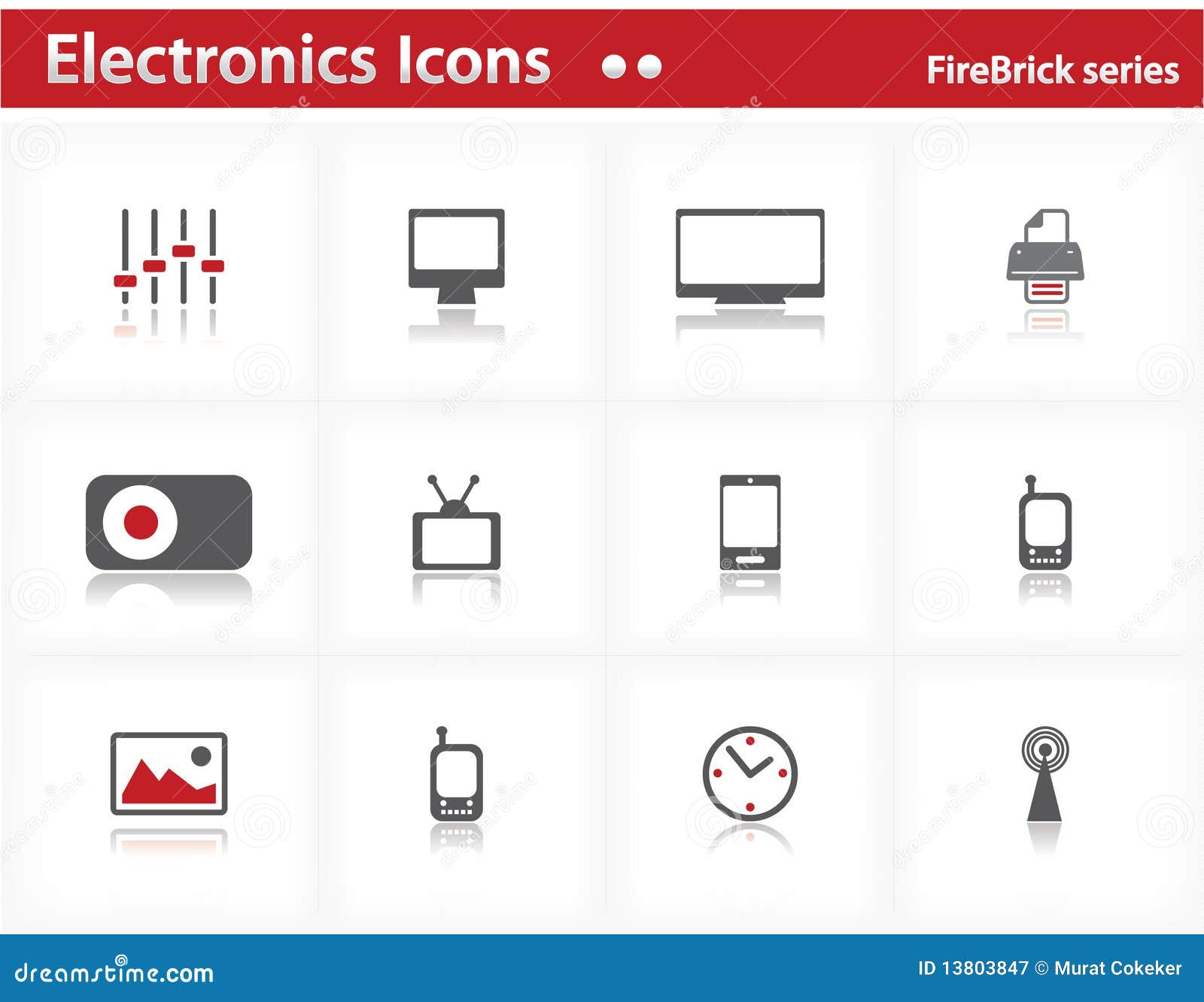 Elektronikikonen Eingestellt - Firebrick-Serie Vektor Abbildung ...