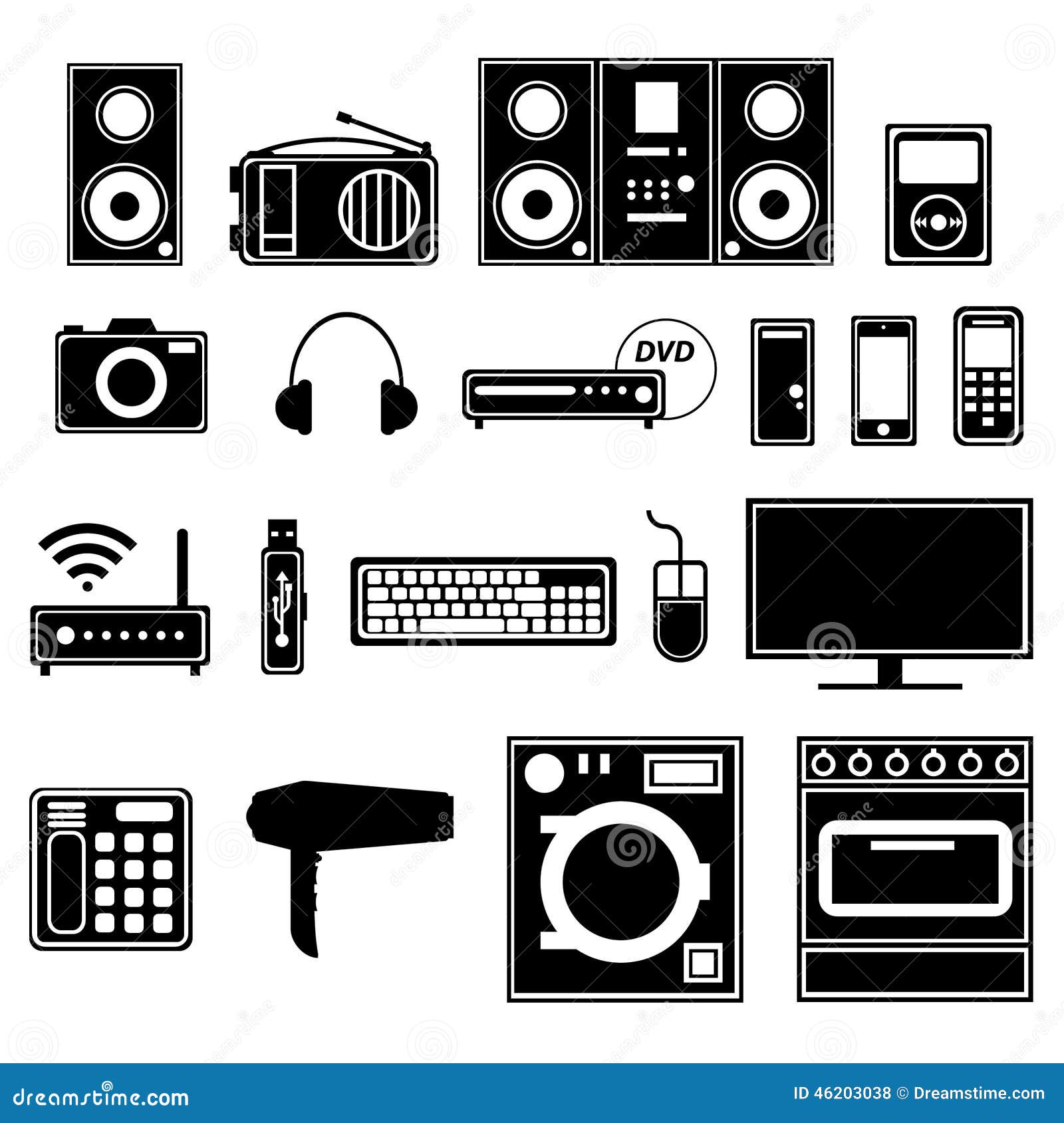 Elektronisch Und Elektrogeräte Und Geräte Stock Abbildung - Bild: 46203038