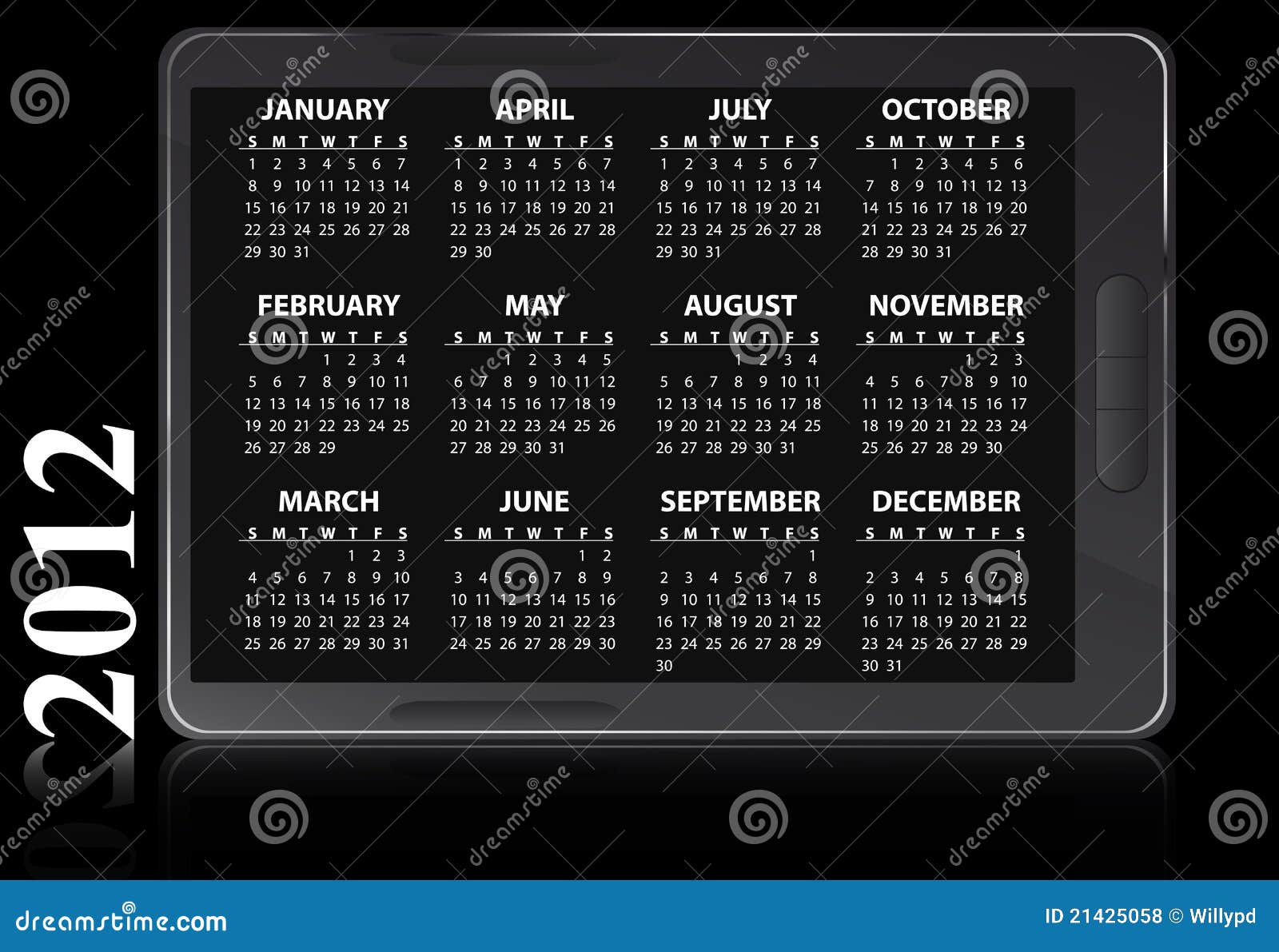 Elektronischer Kalender 2012 Stock Abbildung - Illustration von leser ...