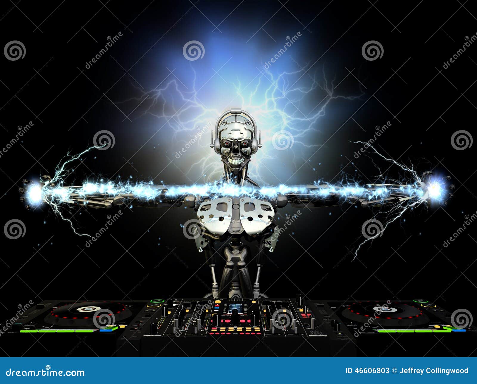 Elektroroboter DJ stock abbildung. Illustration von blitz - 46606803