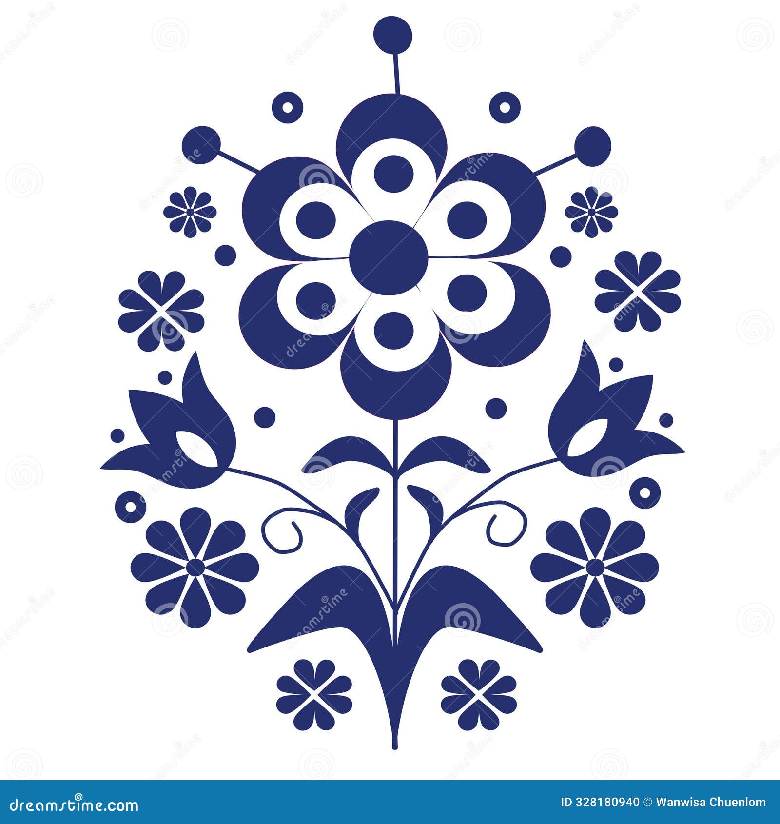 Flowers In The Style Of Folklore Drawing Ai Generated, Generative AI ...