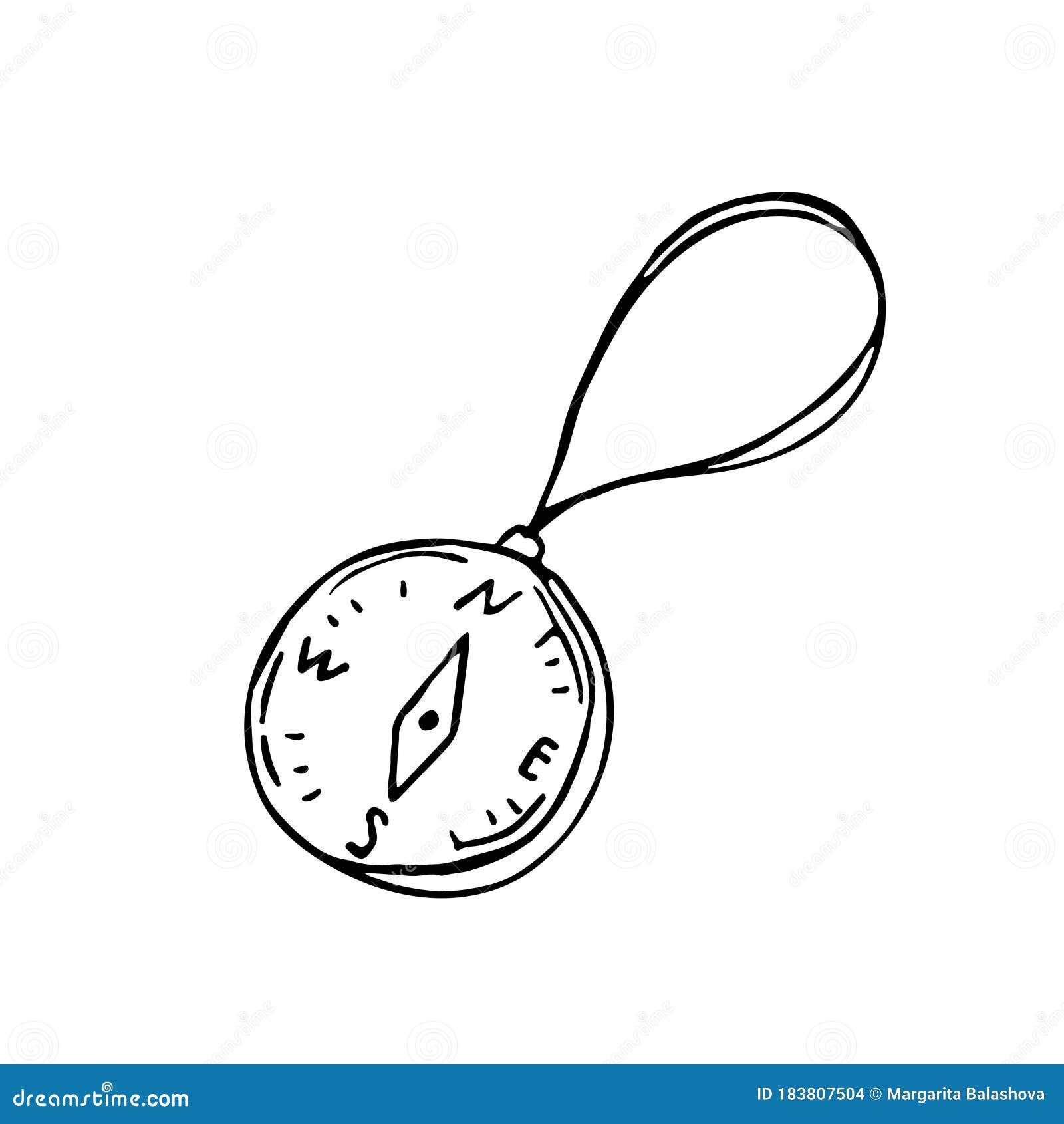 Element without Background, Compass for Camping, Hand-drawn Vector ...