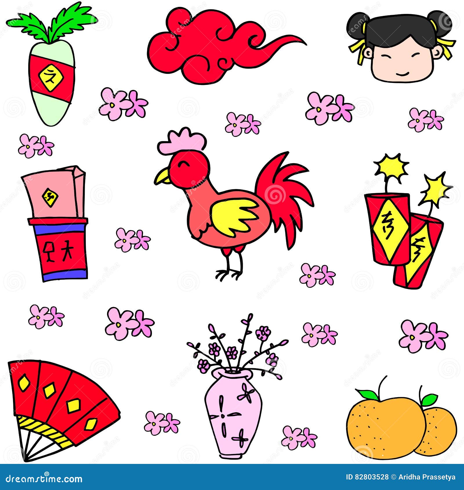 Element Chinese New Year of Doodles Stock Vector - Illustration of ...