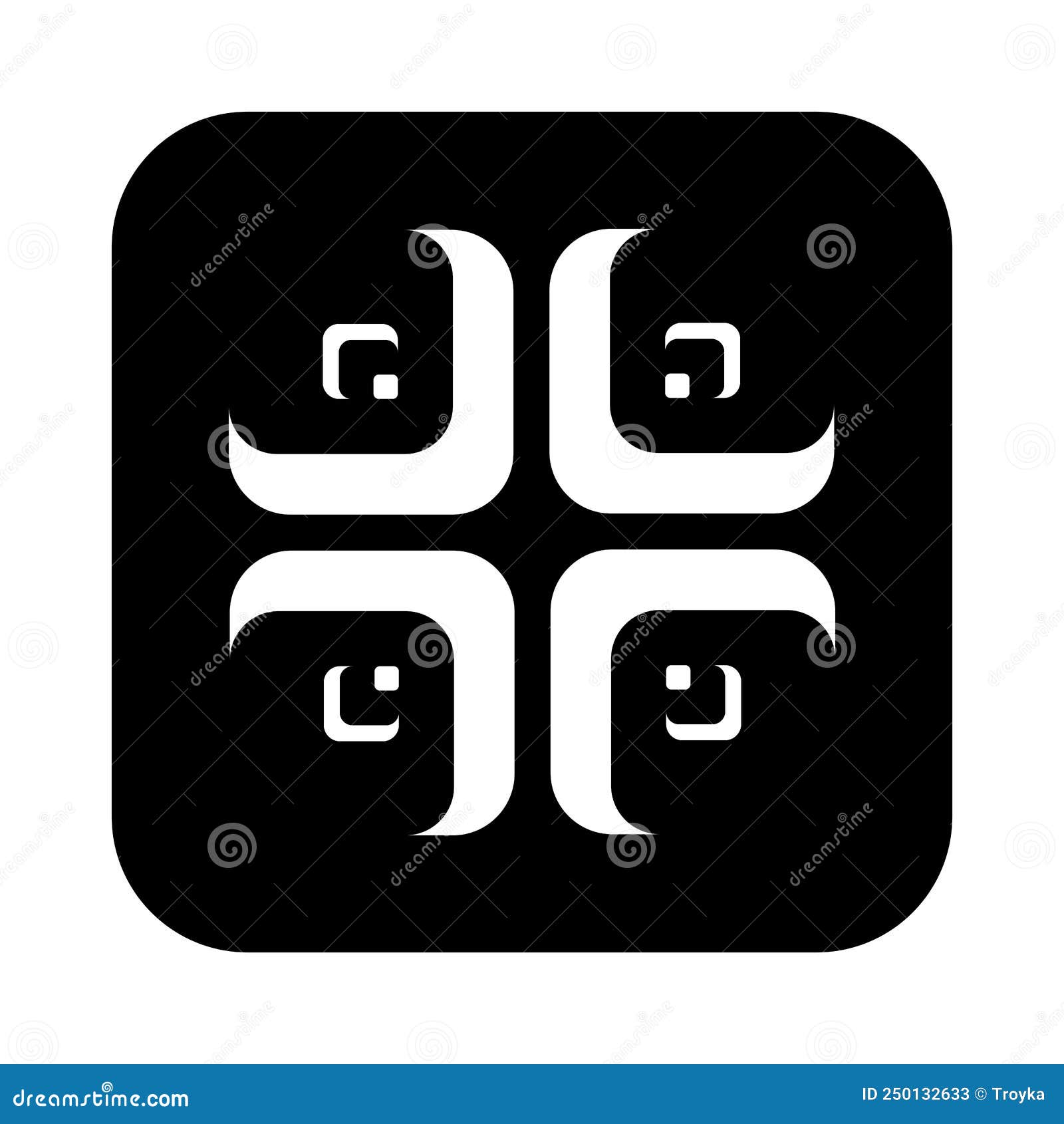 Element for Design. Abstract Cross Shape Black and White Icon Stock ...