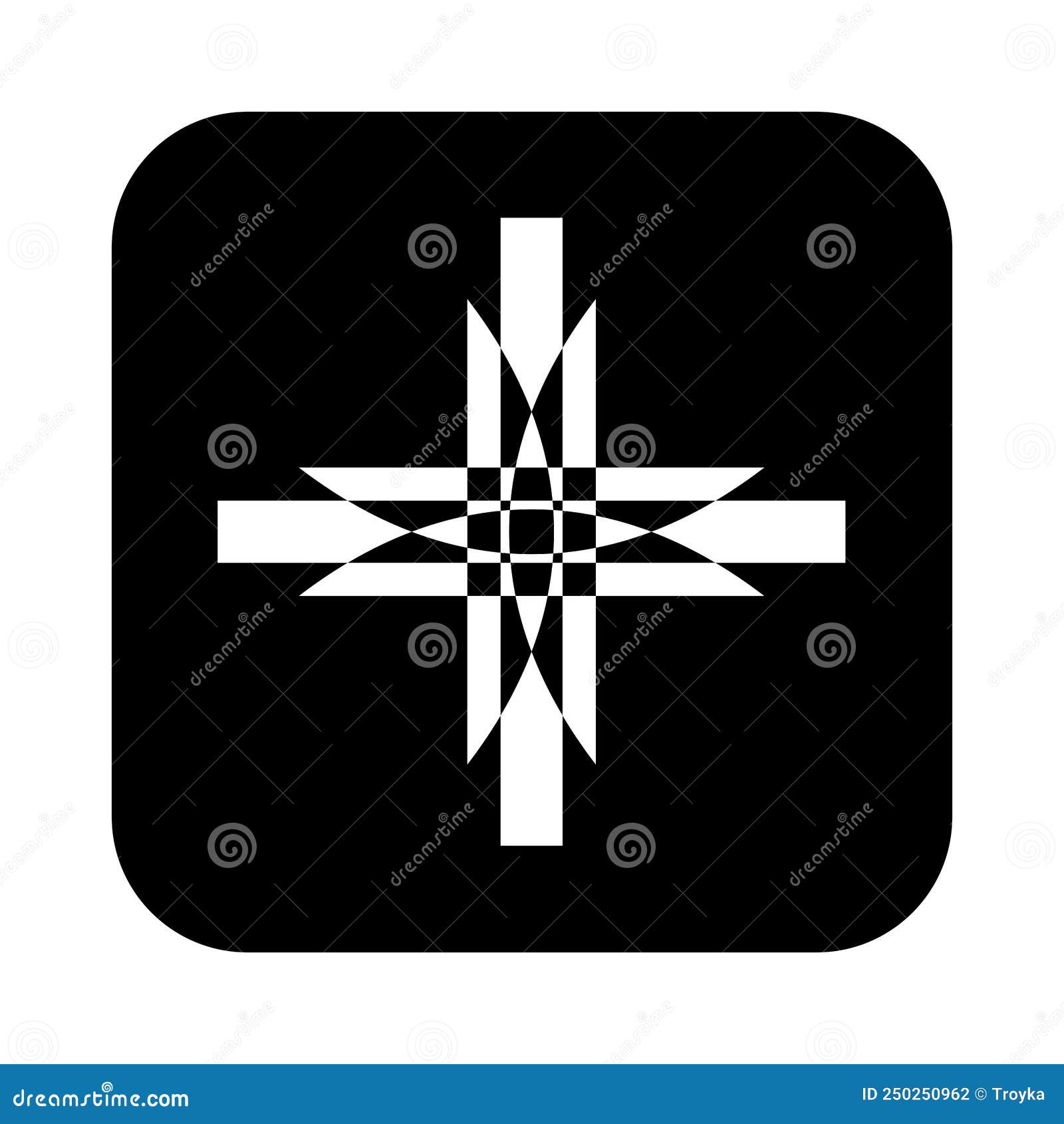 Element for Design. Abstract Cross Shape Black and White Icon Stock ...