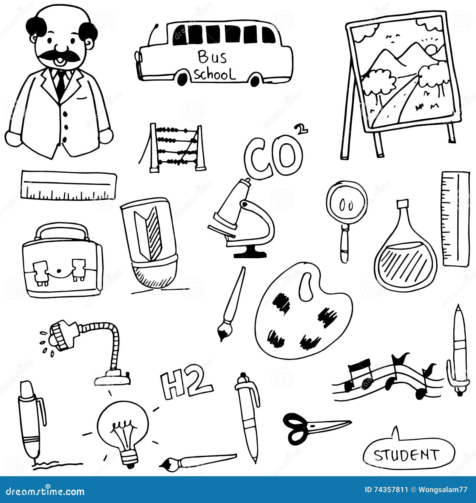 Element Education for Student in Doodle Stock Vector - Illustration of ...