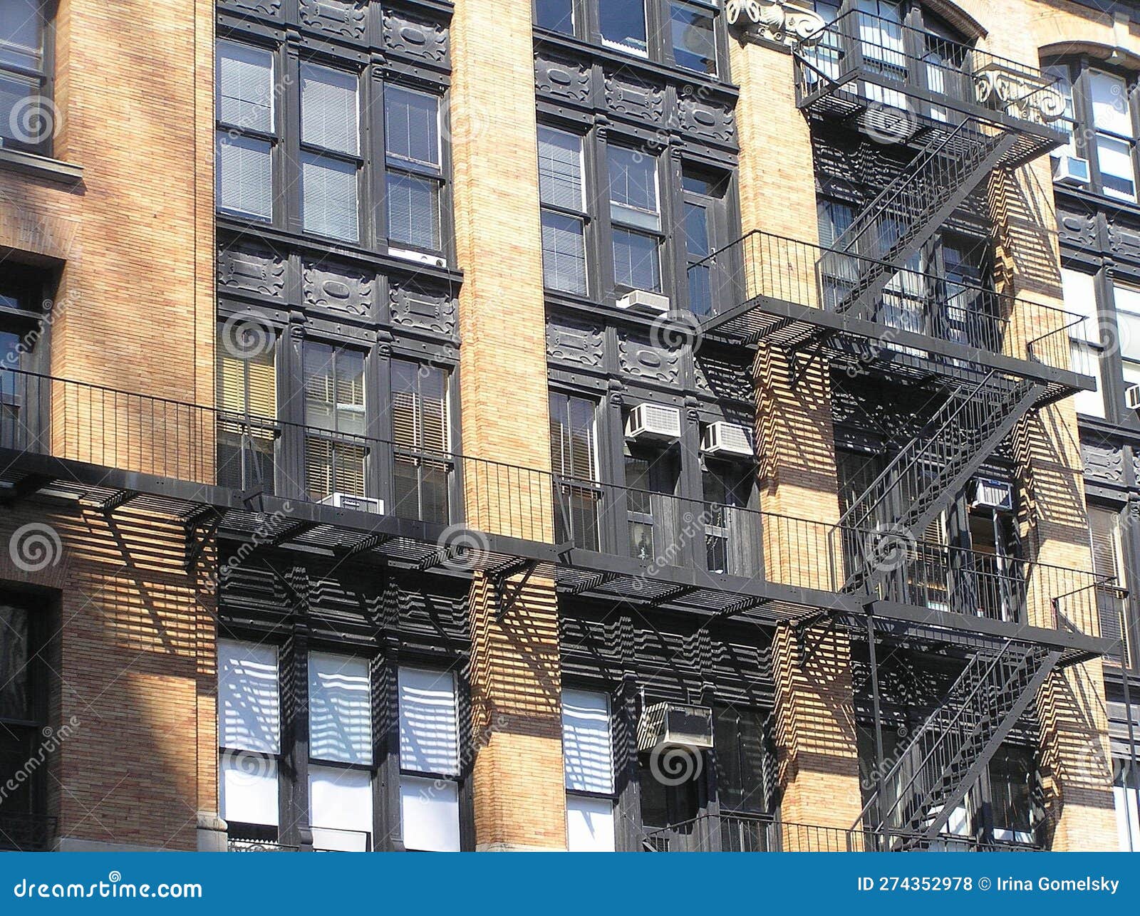 Element of the Facade of the Building with a Marching Fire Escape Stock ...