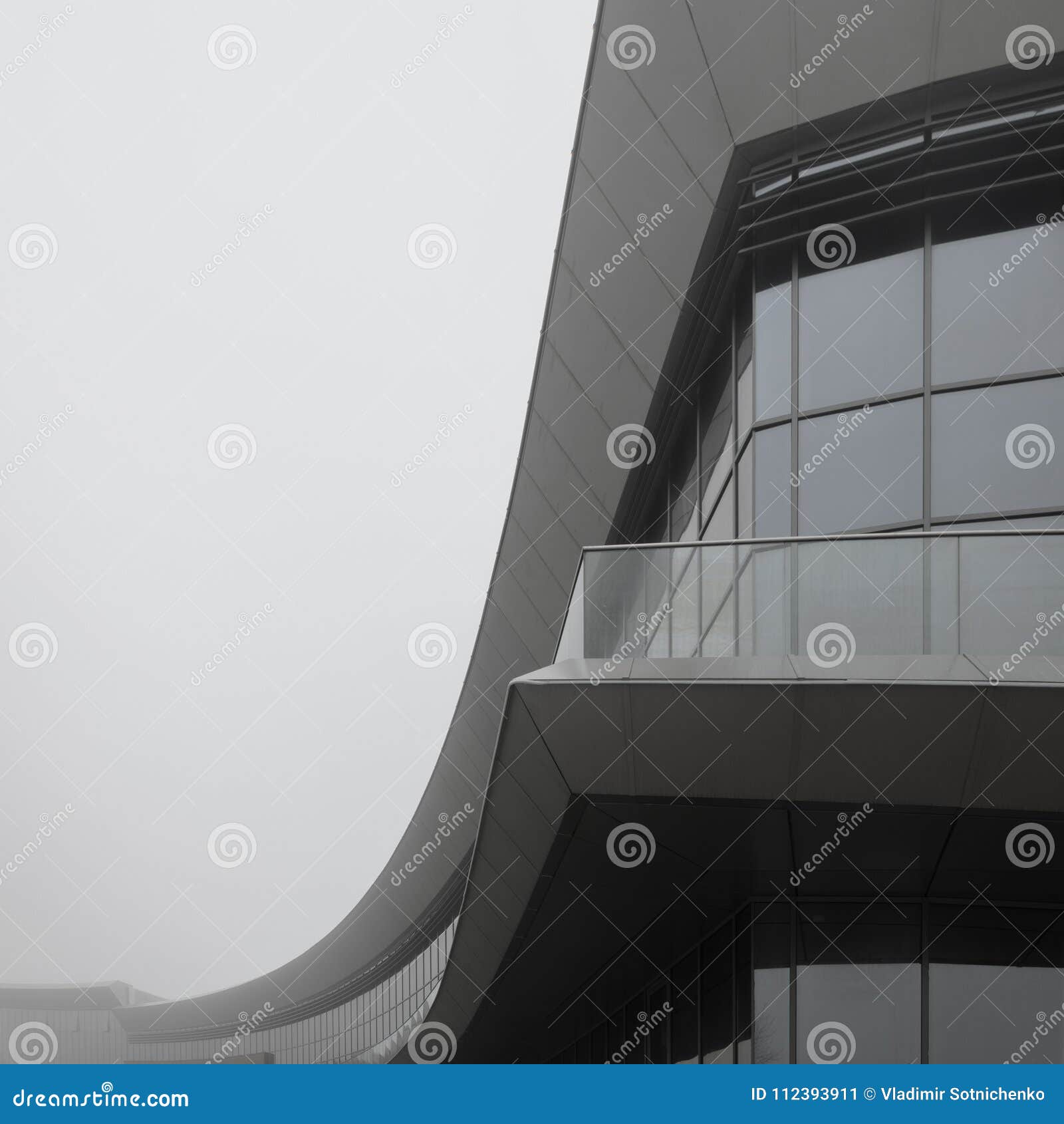 Element of the Facade of a Modern Building in Dense Fog Stock Image ...